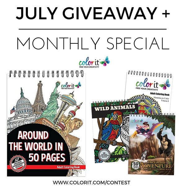 Each Day In July Win A Copy of Around The World In 50 Pages – ColorIt