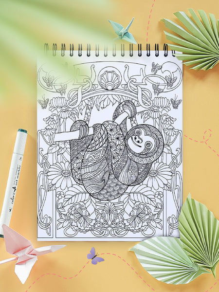 sloth coloring book for adults