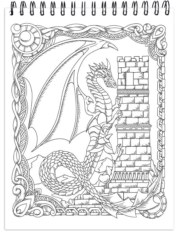 ColorIt Colorful Dragons Adult Coloring Book 50 Single-Sided Images