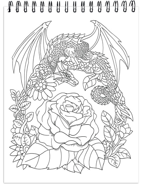 ColorIt Colorful Dragons Adult Coloring Book 50 Single-Sided Images