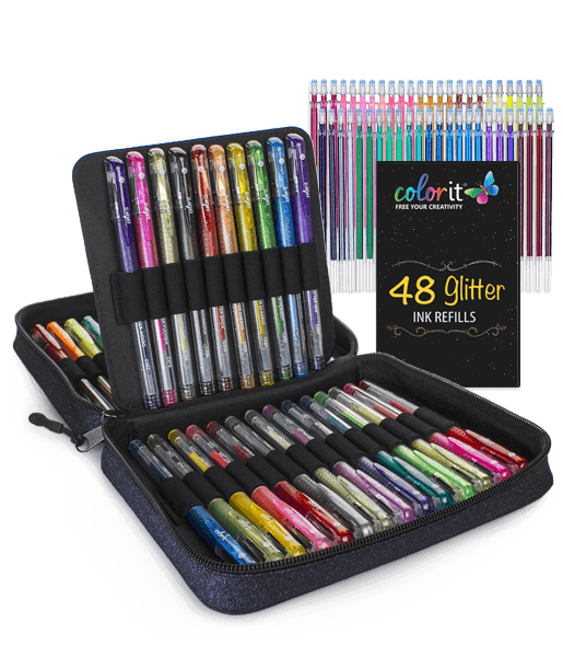 96 Gel Pen Bundle - 48 Original Set & 48 Glitter Pen Set with Refills ...