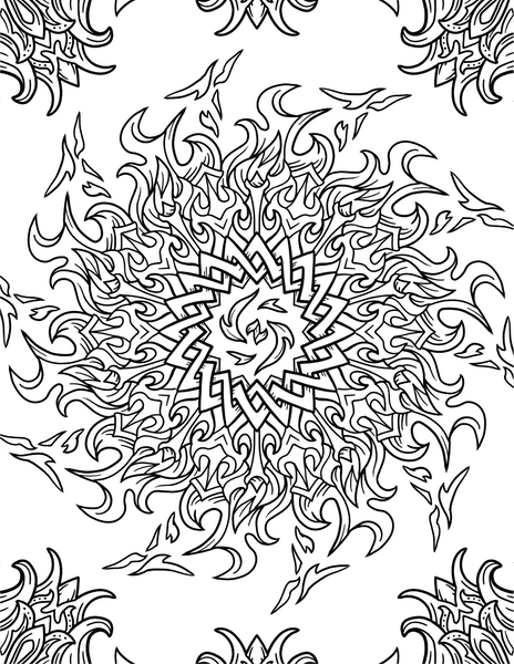 fire mandalas coloring pages